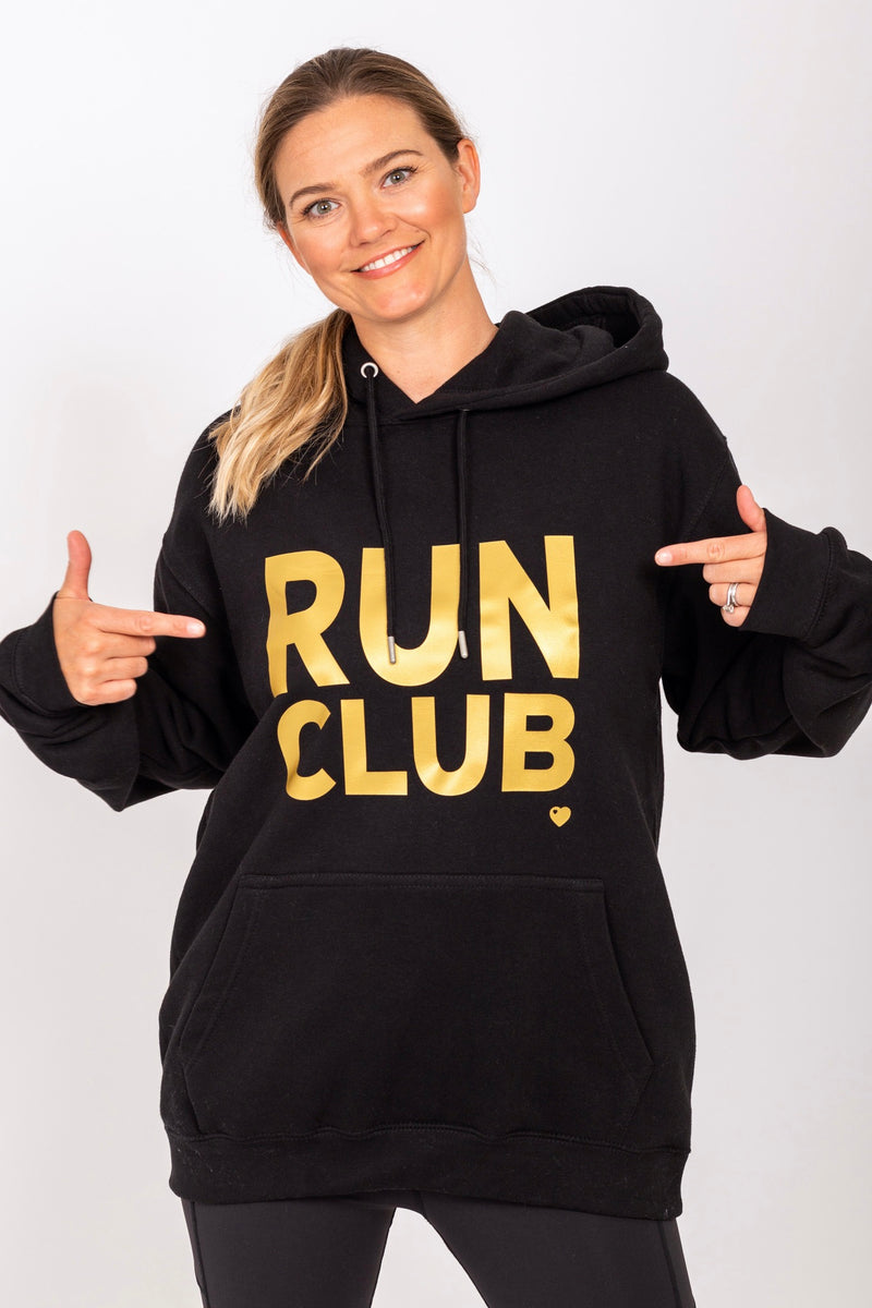 Exclusive black & gold Run Club hoodie – Running Woman